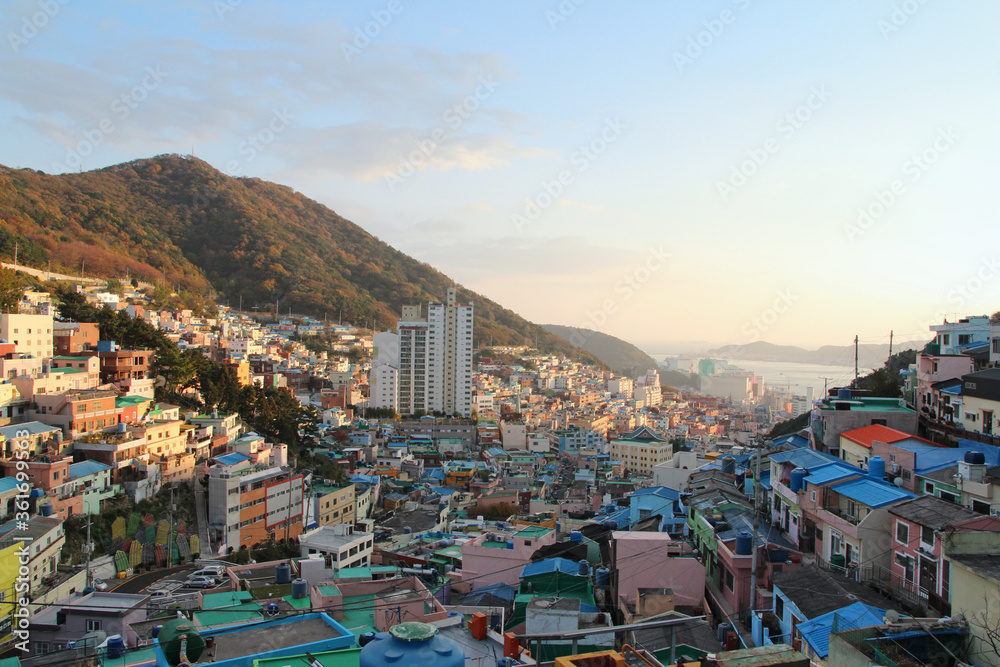 Gamcheon Culture Village which is houses built in staircase-fashion on ...