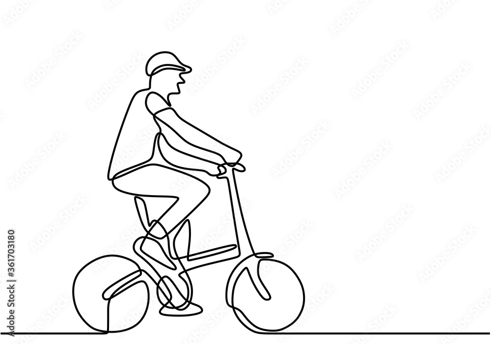 One line drawing of a bicycle athlete. Professional bicycle athlete or ...