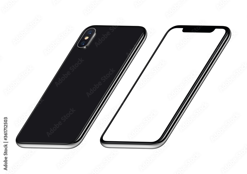 Perspective isometric smartphones mockup front and back side. New ...
