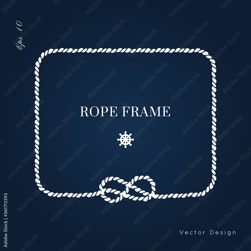 Nautical vector frame. Rope knot border design Stock Vector | Adobe Stock