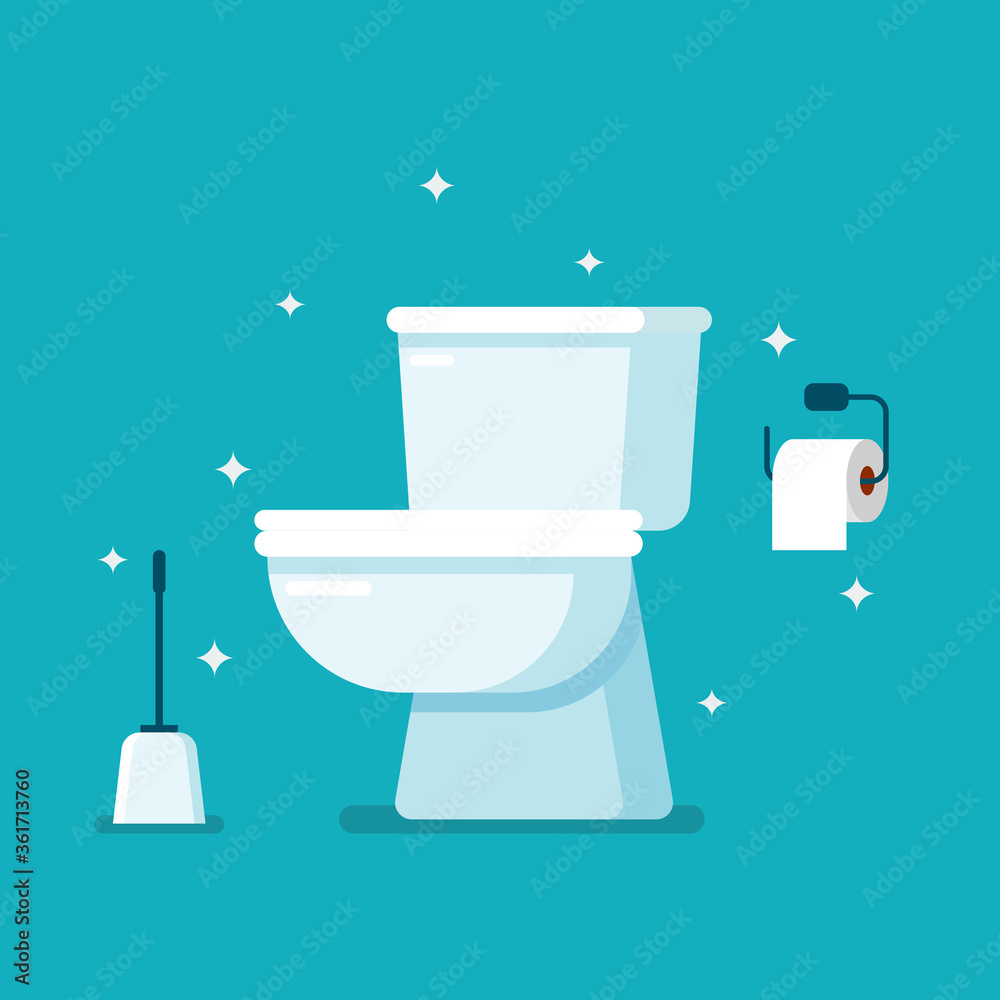 Clean Toilet in flat style Stock Vector | Adobe Stock