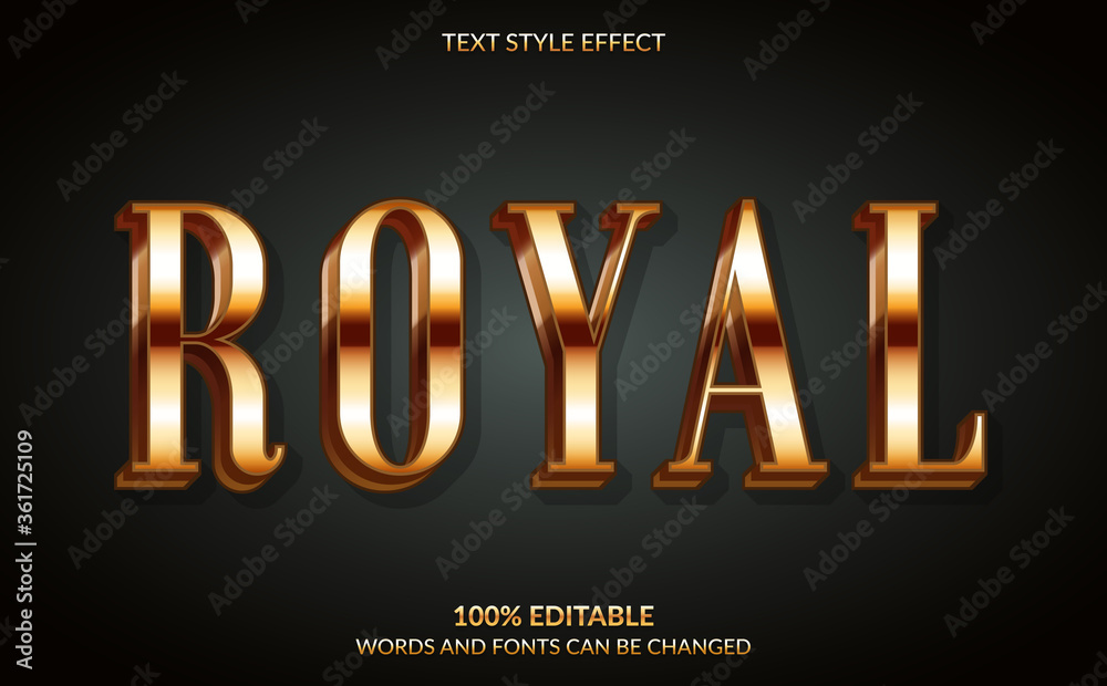 Editable Text Effect, Royal Gold Text Style Stock Vector | Adobe Stock