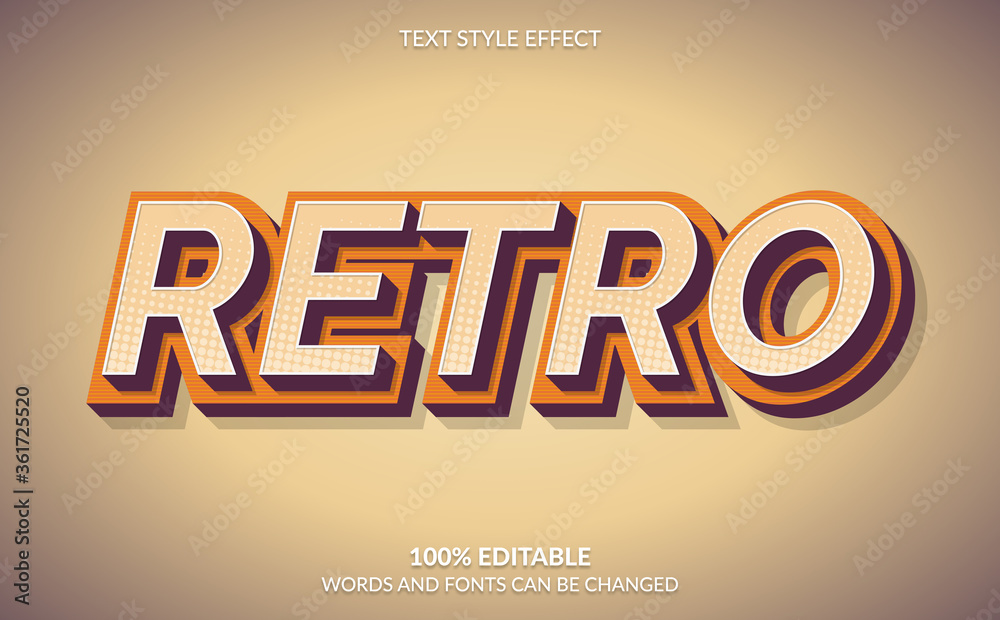 Editable Text Effect, Classic And Retro Text Style Stock Vector | Adobe ...