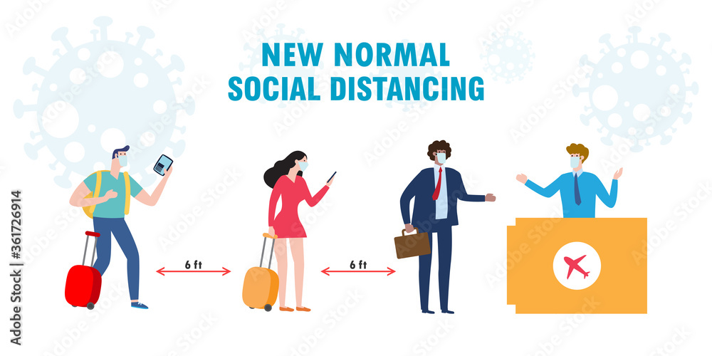 New normal social distancing concept. diverse People Different ...