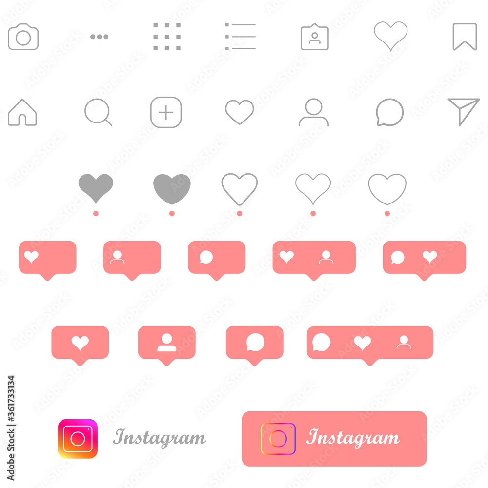 Instagram. Mobile ui social speech bubbles. Stories user button, symbol ...