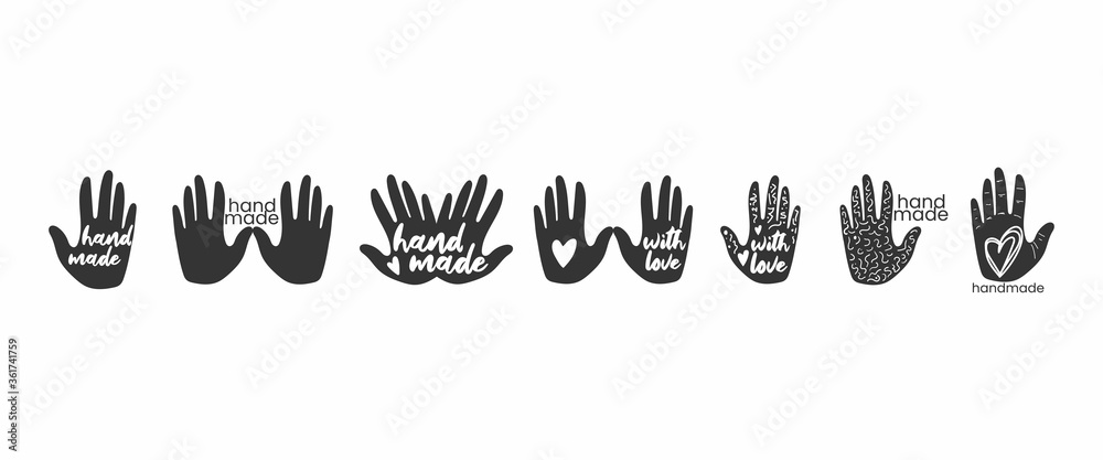 Handmade. Badges, labels and logo elements, retro symbols for ...