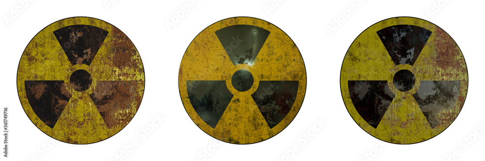 High Detailed Three Different Texture Type Grunge Radiation Warning ...