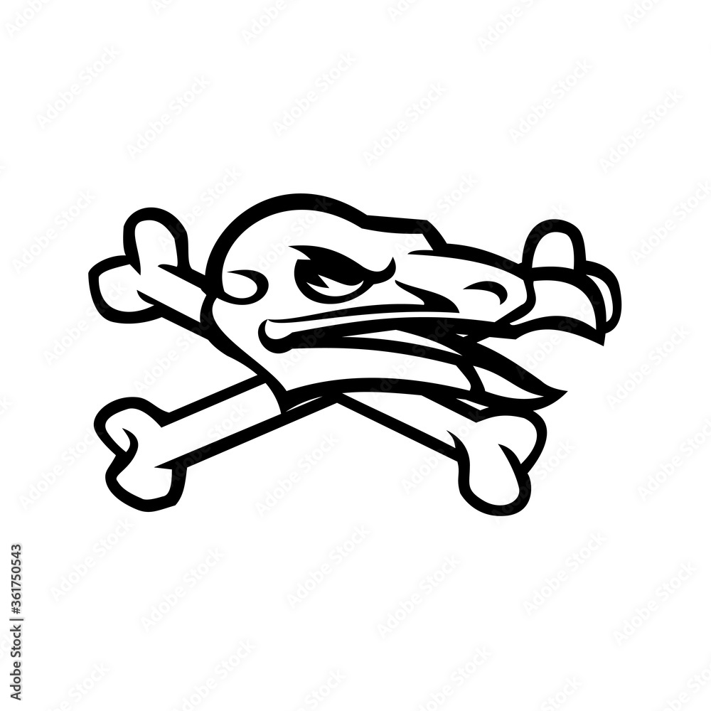 Californian Condor Vulture Skull With Crossed Bones Mascot Black and ...