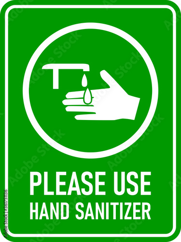 Please Use Hand Sanitizer Vertical Hygiene Warning Poster Icon with an ...