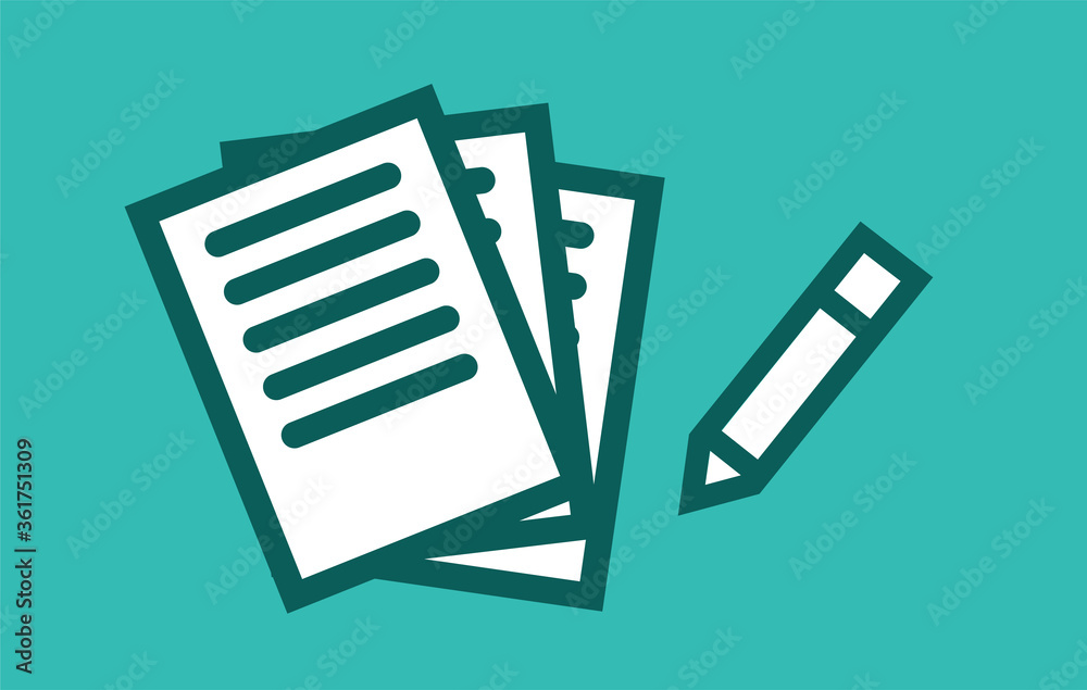 Paper business documents and pen for signing. Vector illustration in a ...