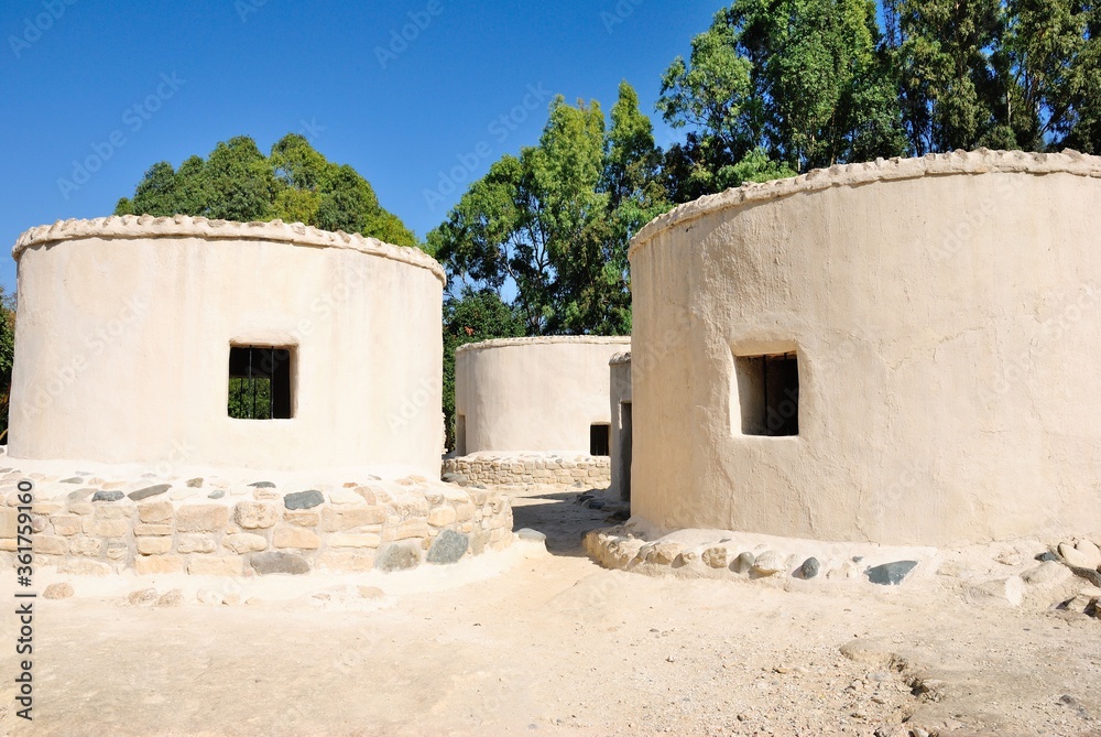 Neolithic era round houses at the 4th century ancient Khirokitia ...