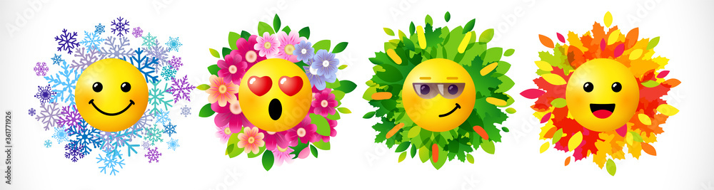 Vetor de Creative emoticon set. Isolated abstract graphic design ...