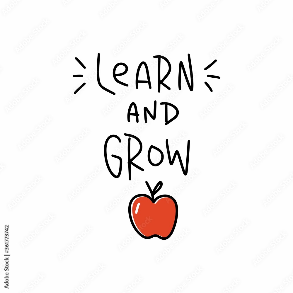 Learn and grow greeting card design. First day of pre-school or ...