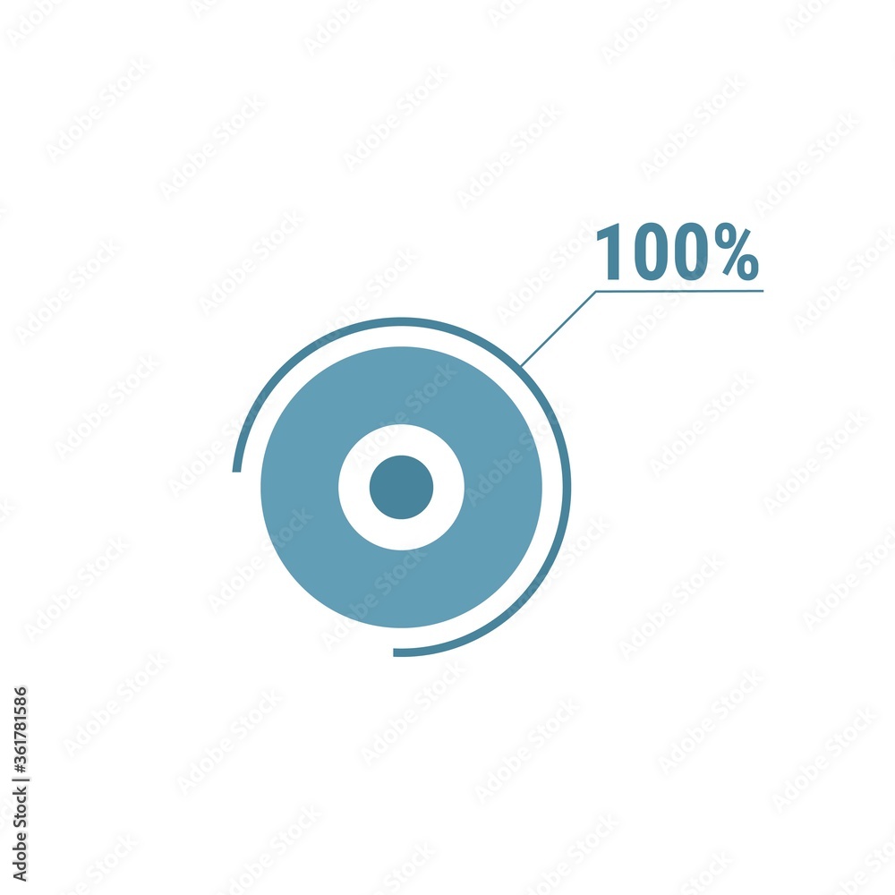 Percentage diagram graph, 100 hundred percent vector circle chart, ui ...