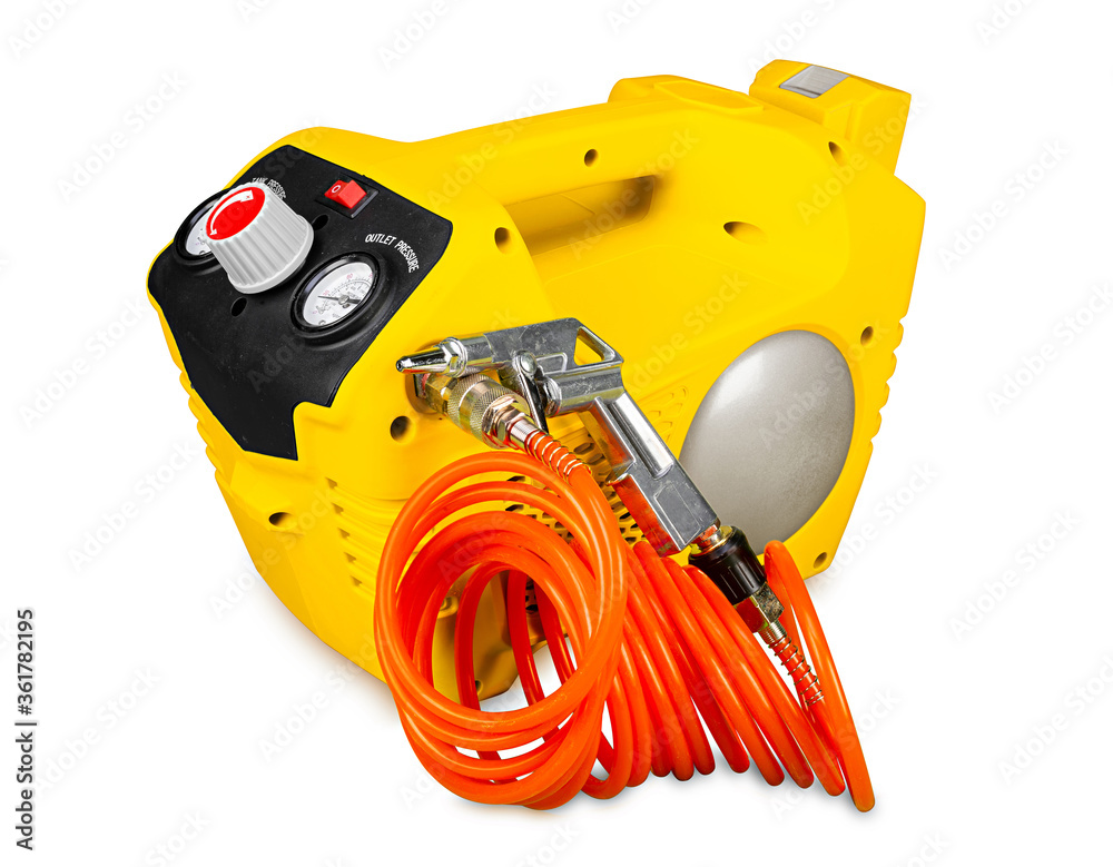 yellow electric mobile cordless air compressor tool machine with air ...