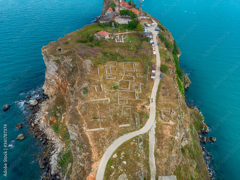 AERIAL view of monumental historical town of Kaliakra Unesco world ...