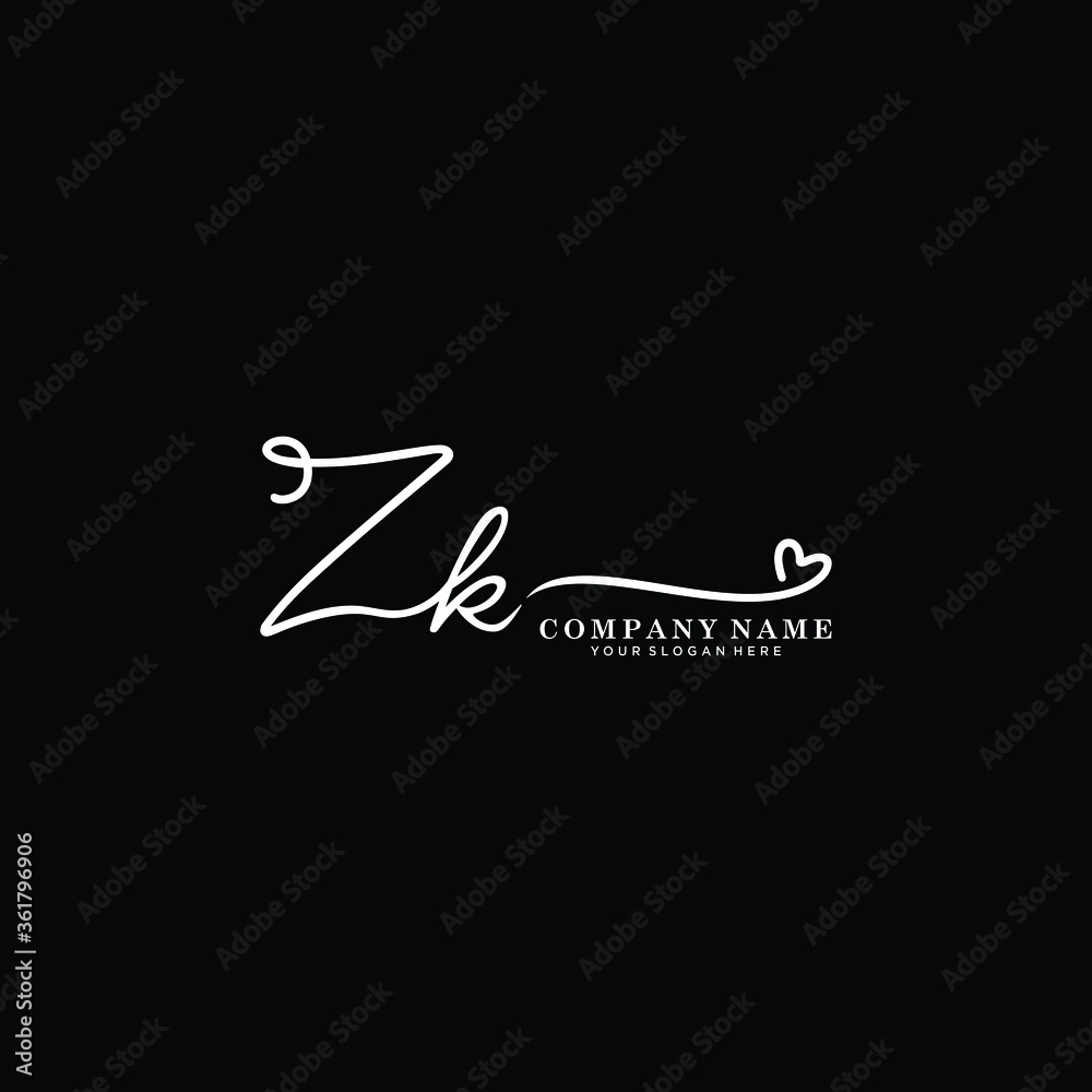 ZK initials signature logo. Handwriting logo vector templates. Hand ...