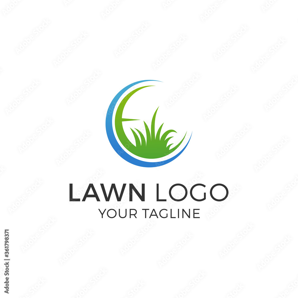 Lawn Logo Design Vector Illustration Stock Vector | Adobe Stock
