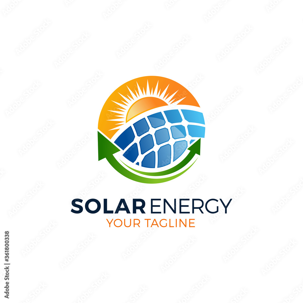 Solar panel energy electric electricity logo design vector template ...