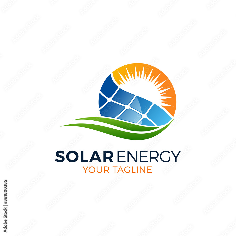 Solar panel energy electric electricity logo design vector template ...