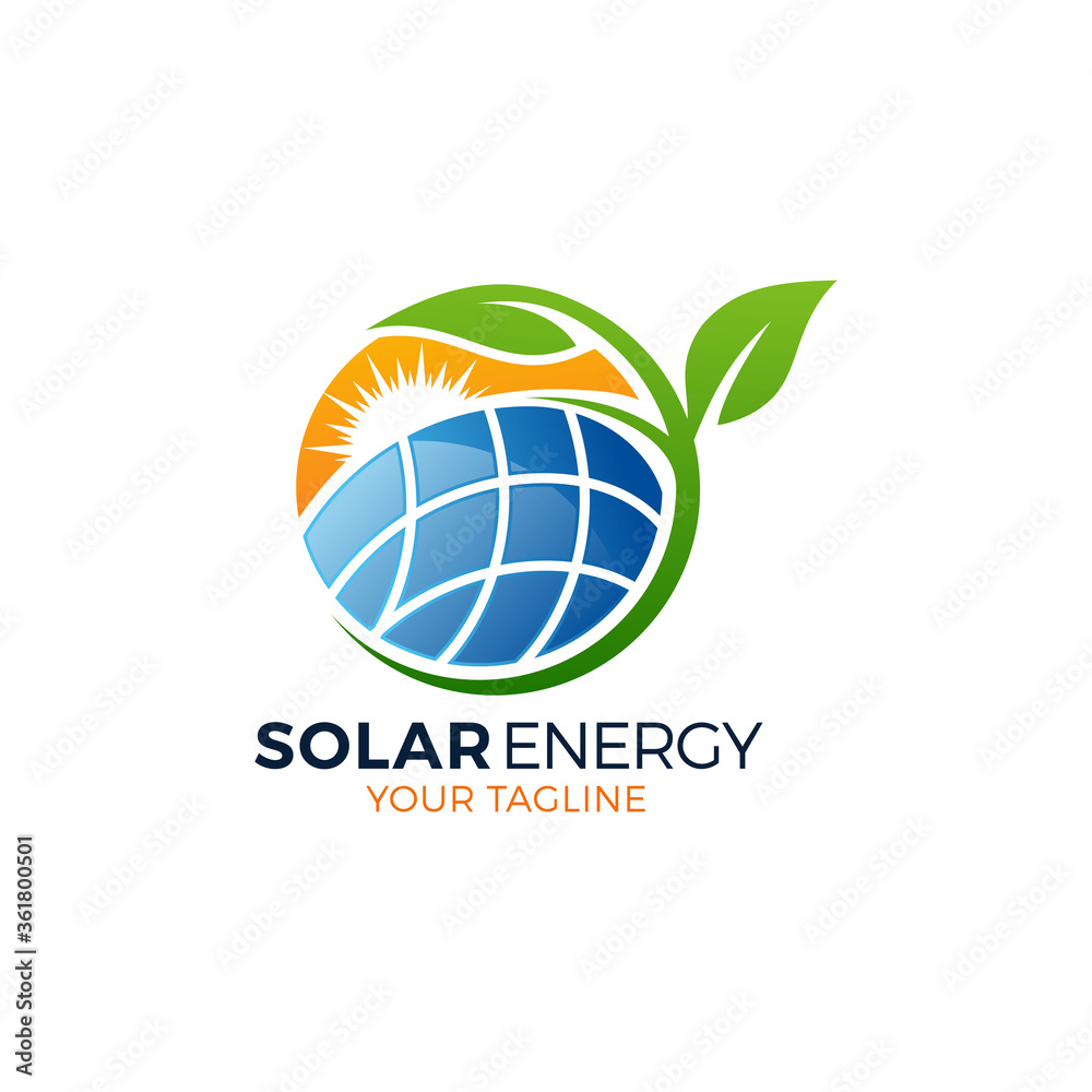 Solar panel energy electric electricity logo design vector template ...