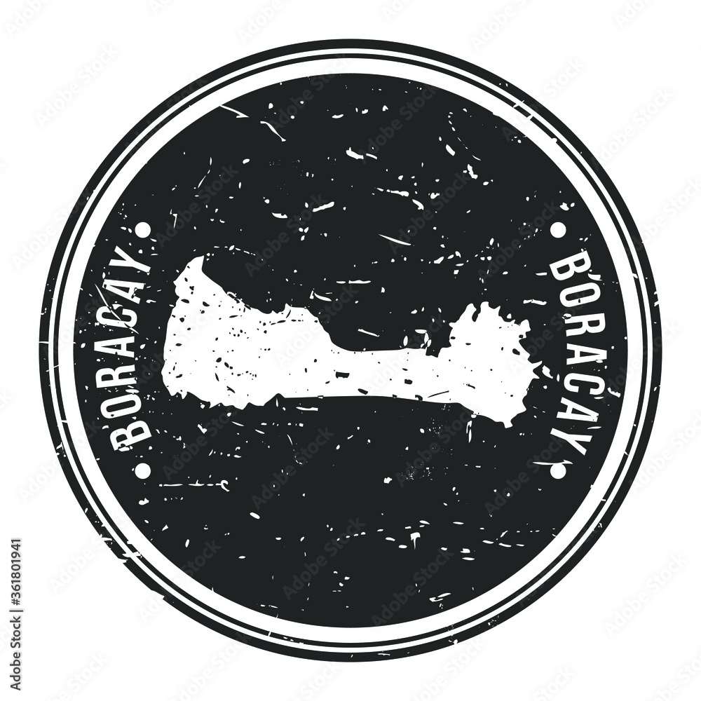 Boracay Philippines. Map Symbol Round Design Stamp Travel and Business ...
