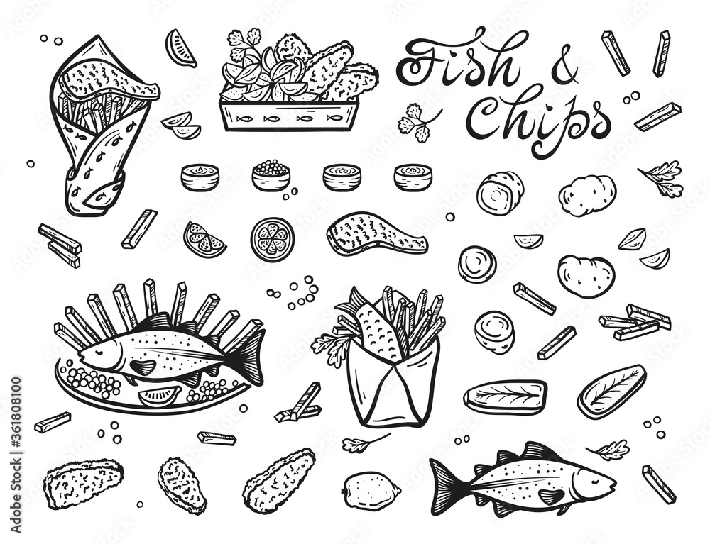 Fish And Chips Drawing