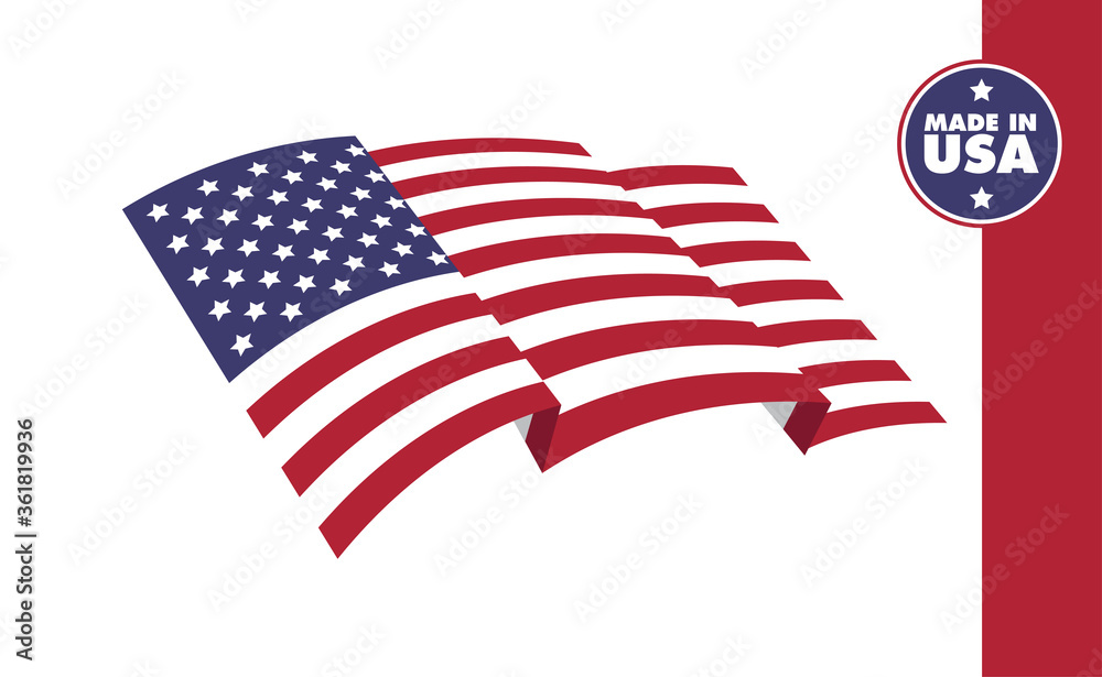 USA flag, national emblem of the United States of America. Vector ...