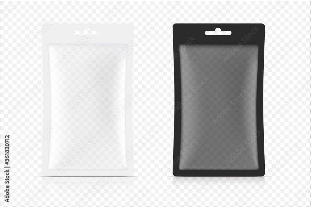 3D Mock up Transparent sachet bag isolated on white background. Vector ...