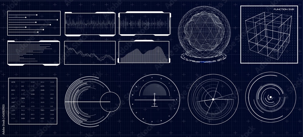 HUD futuristic interface. Hitech display with infographic elements ...