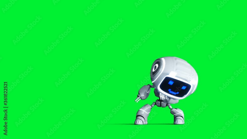 White smiling toy robot animation. Phisical motion blur. Realistic ...