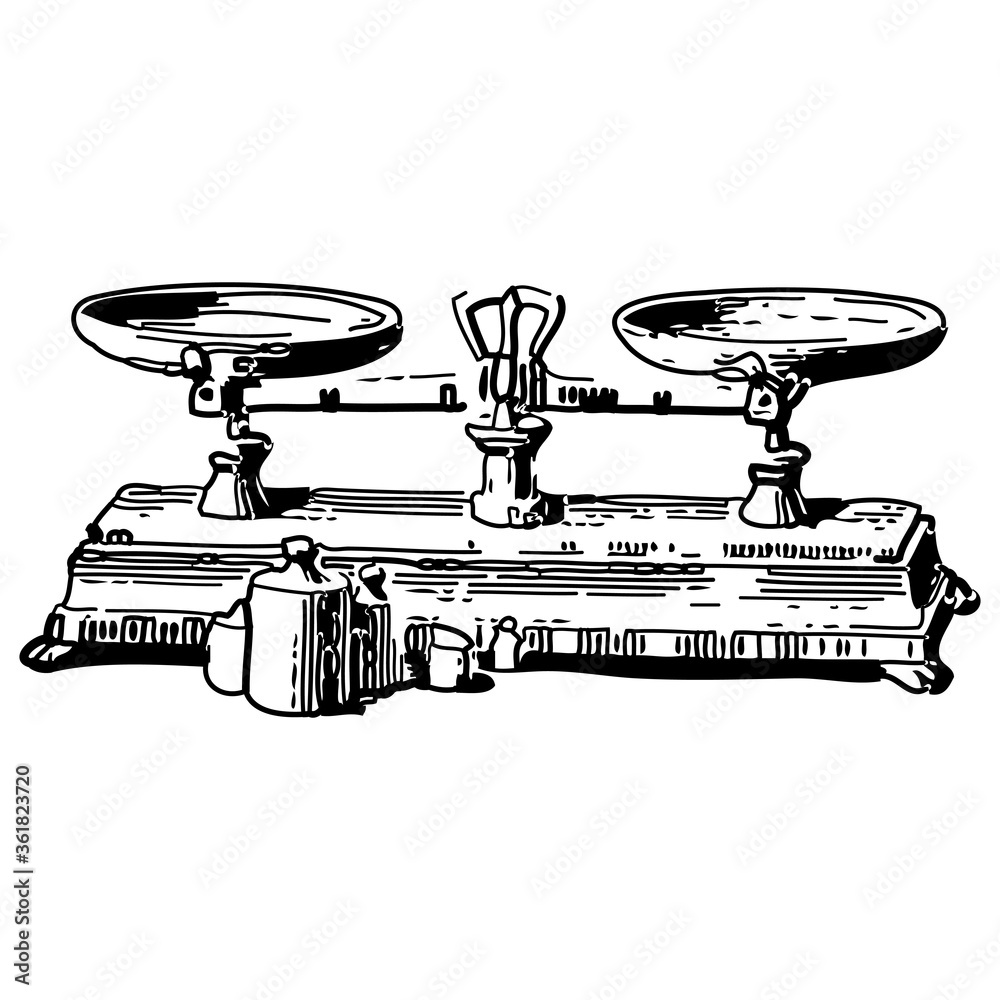 Vintage engraving of a mechanical weighing scale Stock Vector | Adobe Stock