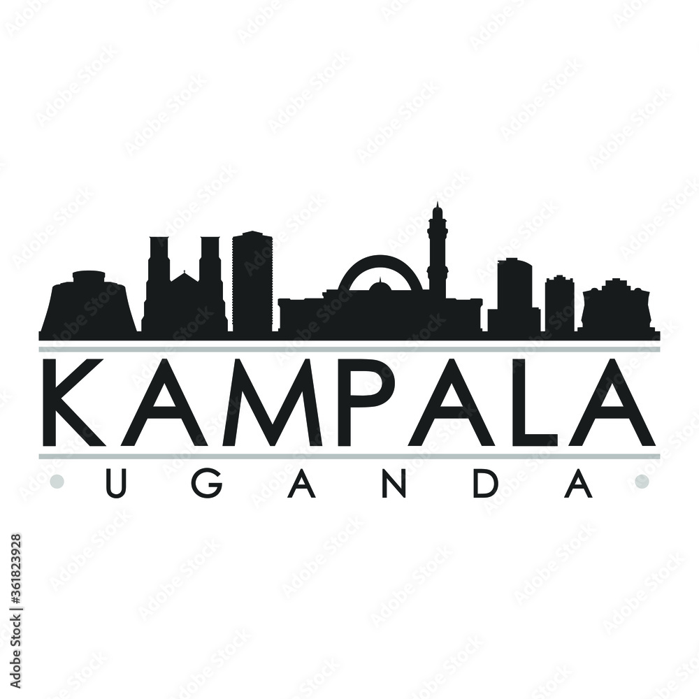 Kampala Uganda Skyline Silhouette Design City Vector Art Famous ...