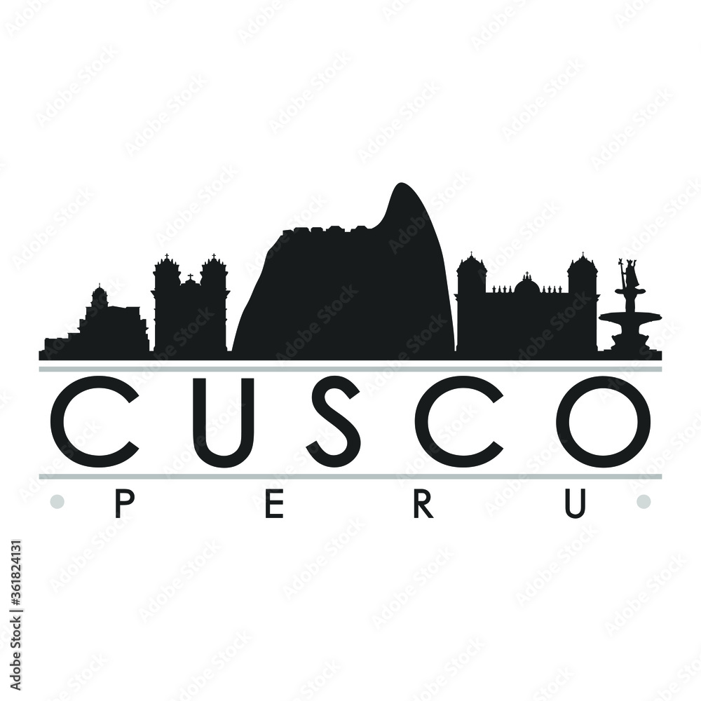 Cusco Peru America Skyline Silhouette Design City Vector Art Famous ...