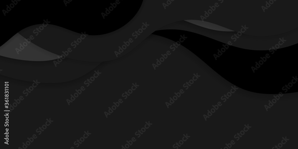 Vector luxury tech background. Stack of black paper material layer with ...
