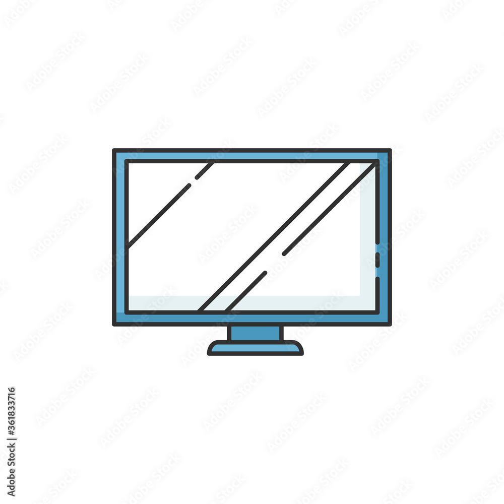 TV wide screen RGB color icon. Computer monitor. Electronic device ...