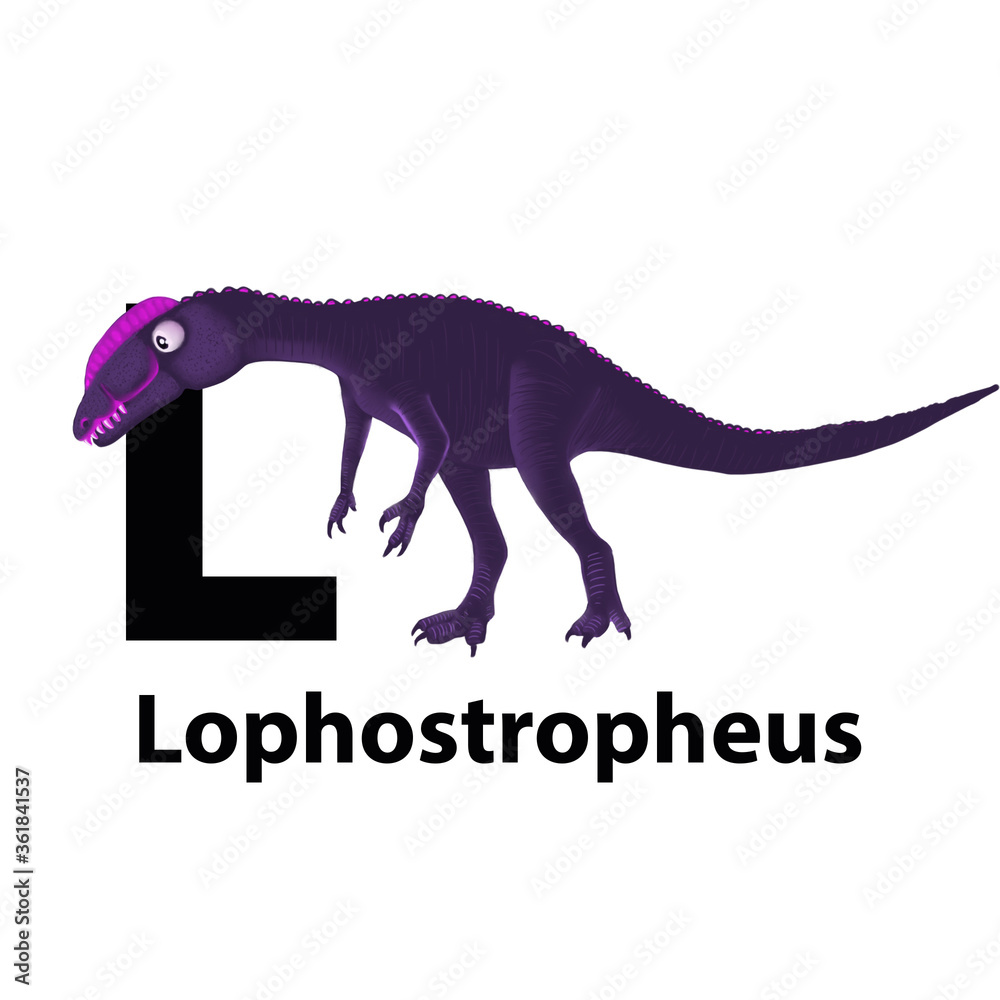 Lophostropheus. ABC Dinosaurs. Dinosaur Alphabet Stock Illustration ...