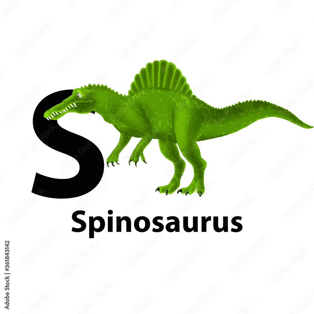 Spinosaurus. ABC Dinosaurs. Dinosaur Alphabet Stock Illustration ...