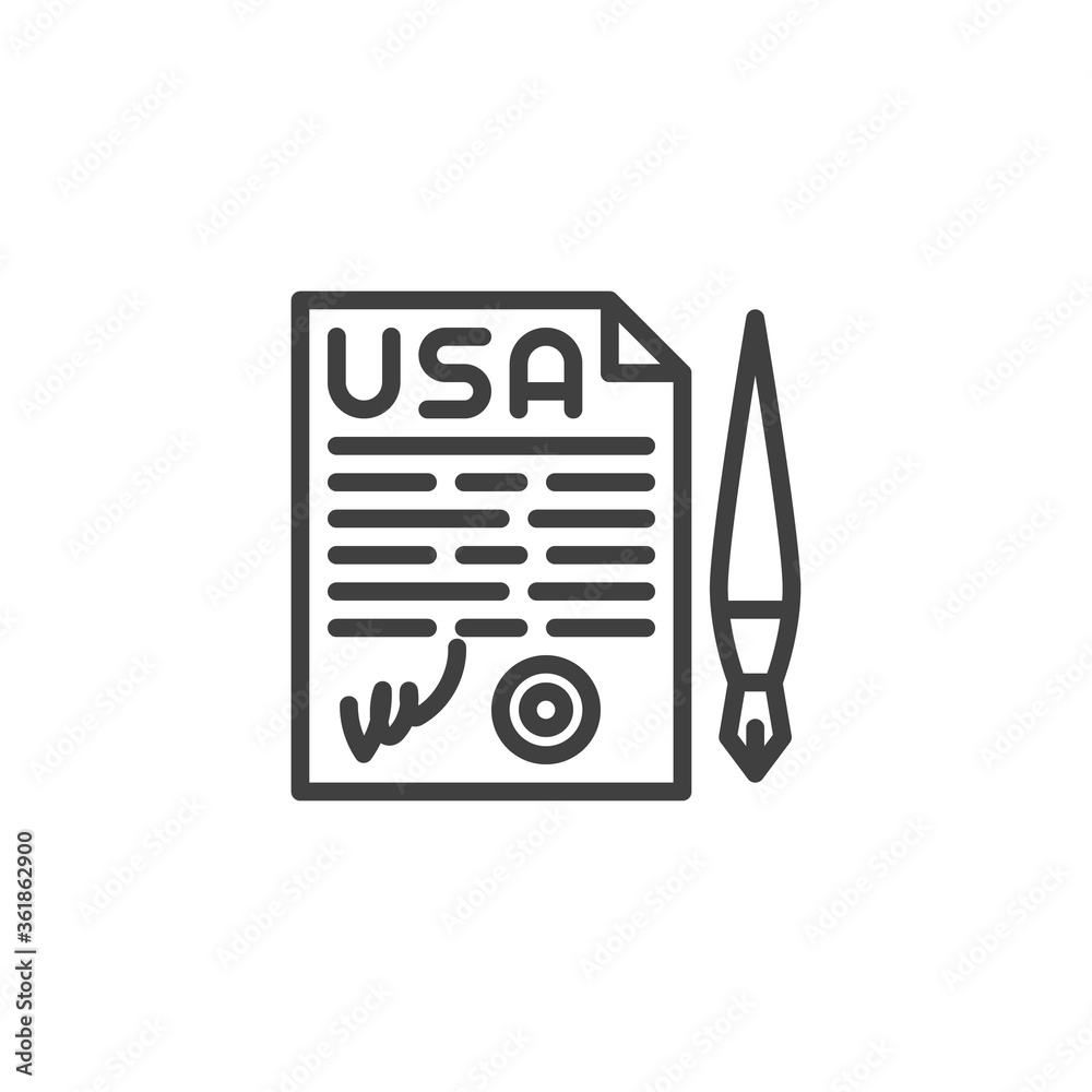 United States Declaration of Independence line icon. linear style sign ...