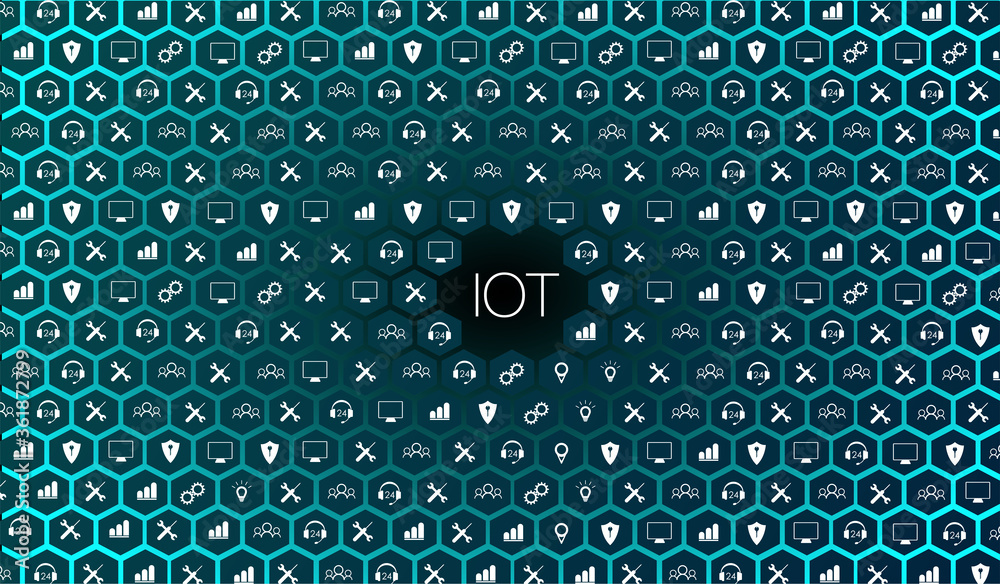 Vetor de Internet of things (IoT) and networking concept for connected ...