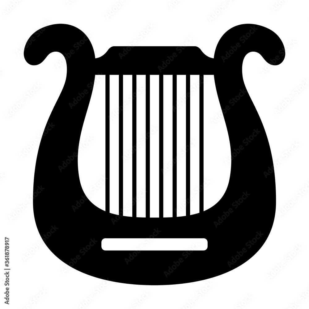 Lyre harp classical musical instrument flat vector icon for music apps ...