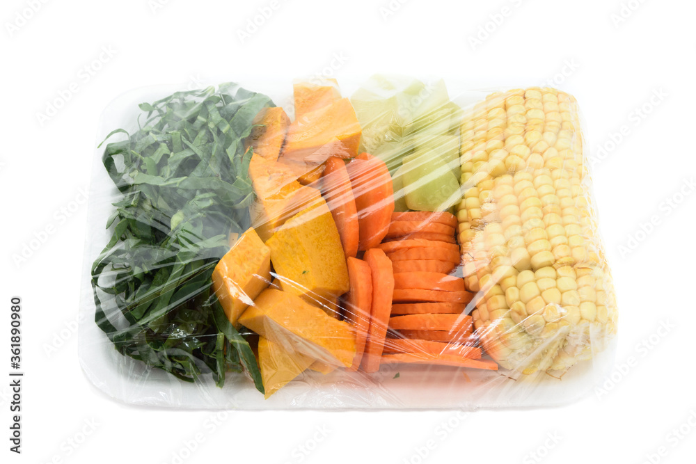 Kit sopa embalado, verduras e legumes orgânicos cortados para preparar ...