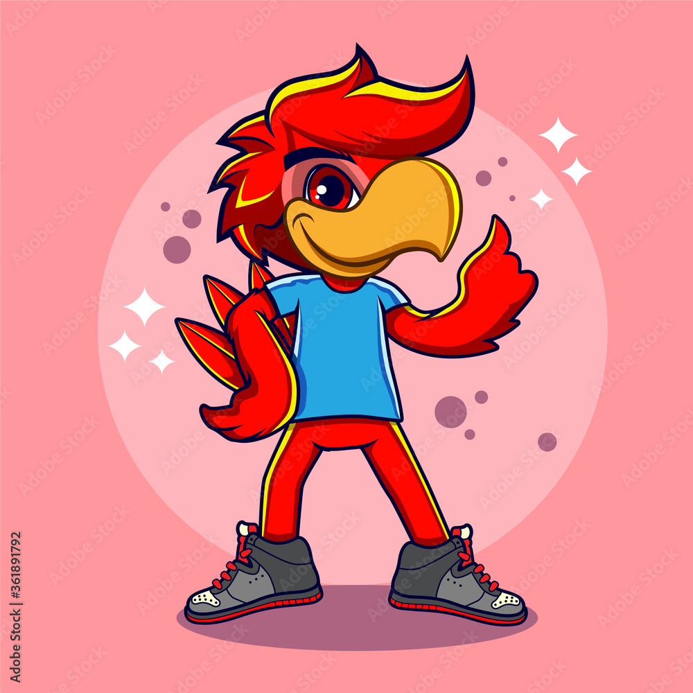 Cartoon bird a strong and gallant was smiling thumbs-up Stock Vector ...