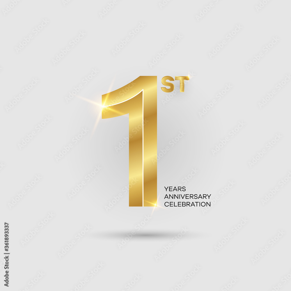 1st 3D gold anniversary logo isolated on elegant background, vector ...