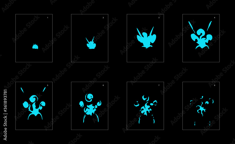 Shine water effect. Water explosion animation effect. Animation sprite ...