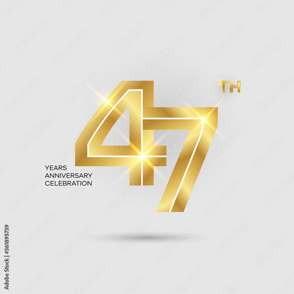47th 3D gold anniversary logo isolated on elegant background, vector ...