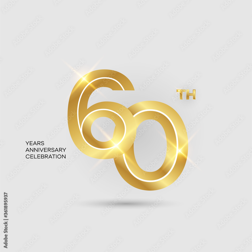 60th 3D gold anniversary logo isolated on elegant background, vector ...