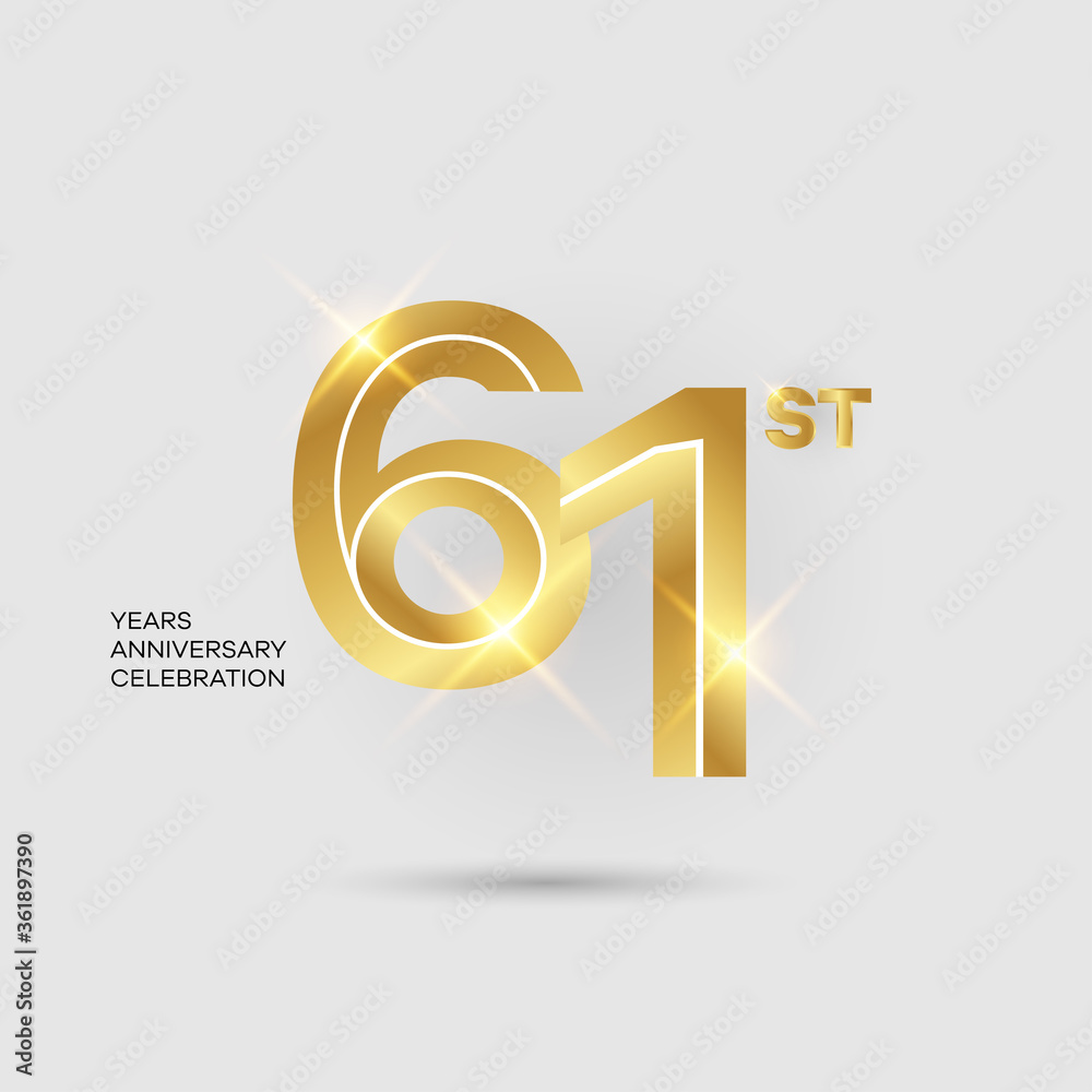 61st 3D gold anniversary logo isolated on elegant background, vector ...