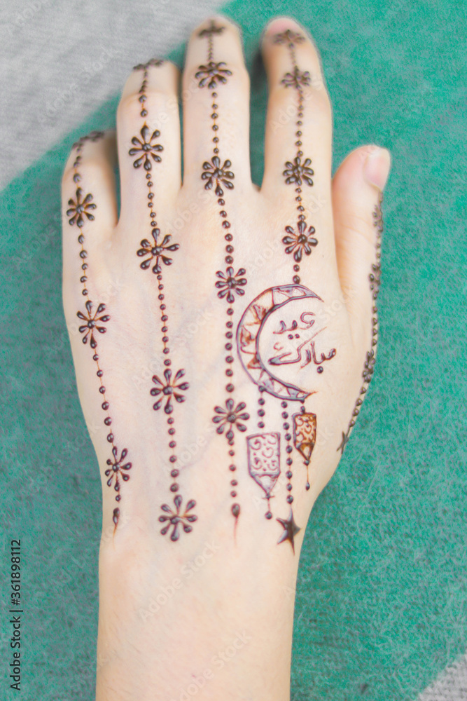 Back Hand Mehndi Designs Pic For Eid Stock Photo | Adobe Stock