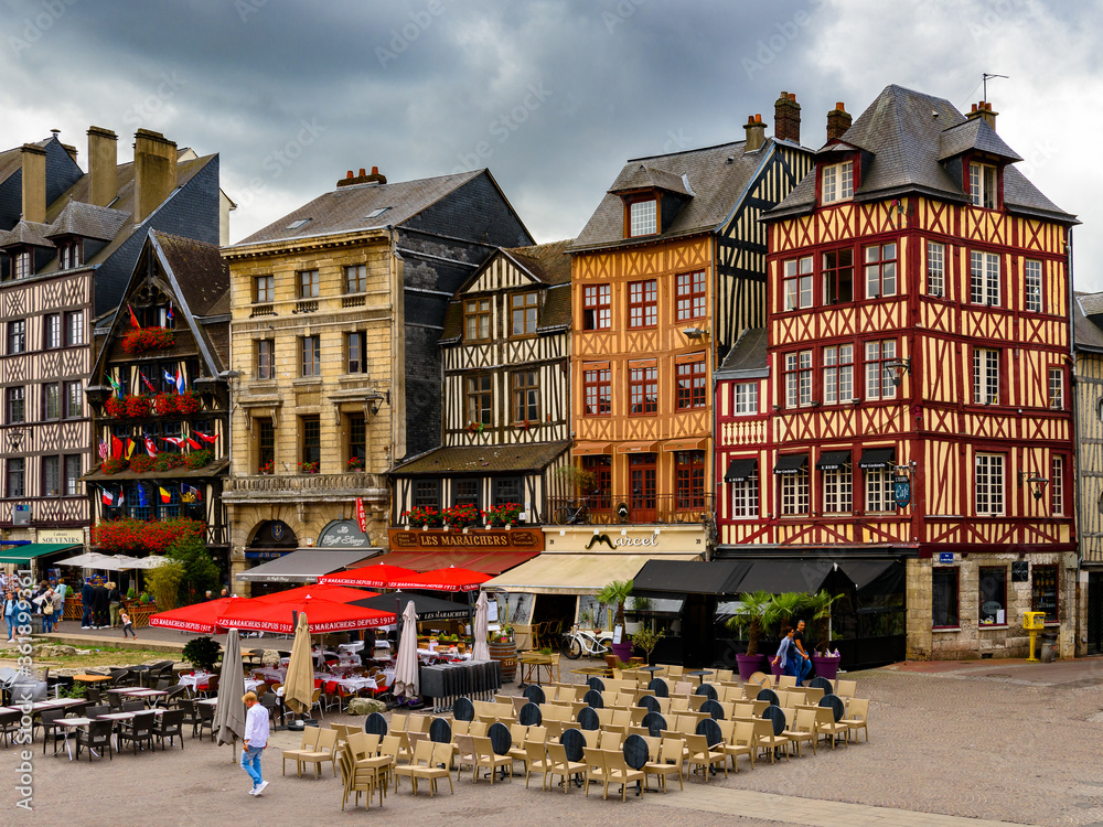 ROUEN, FRANCE - JULY 30, 2017: Architecture of Rouen, a city on the ...